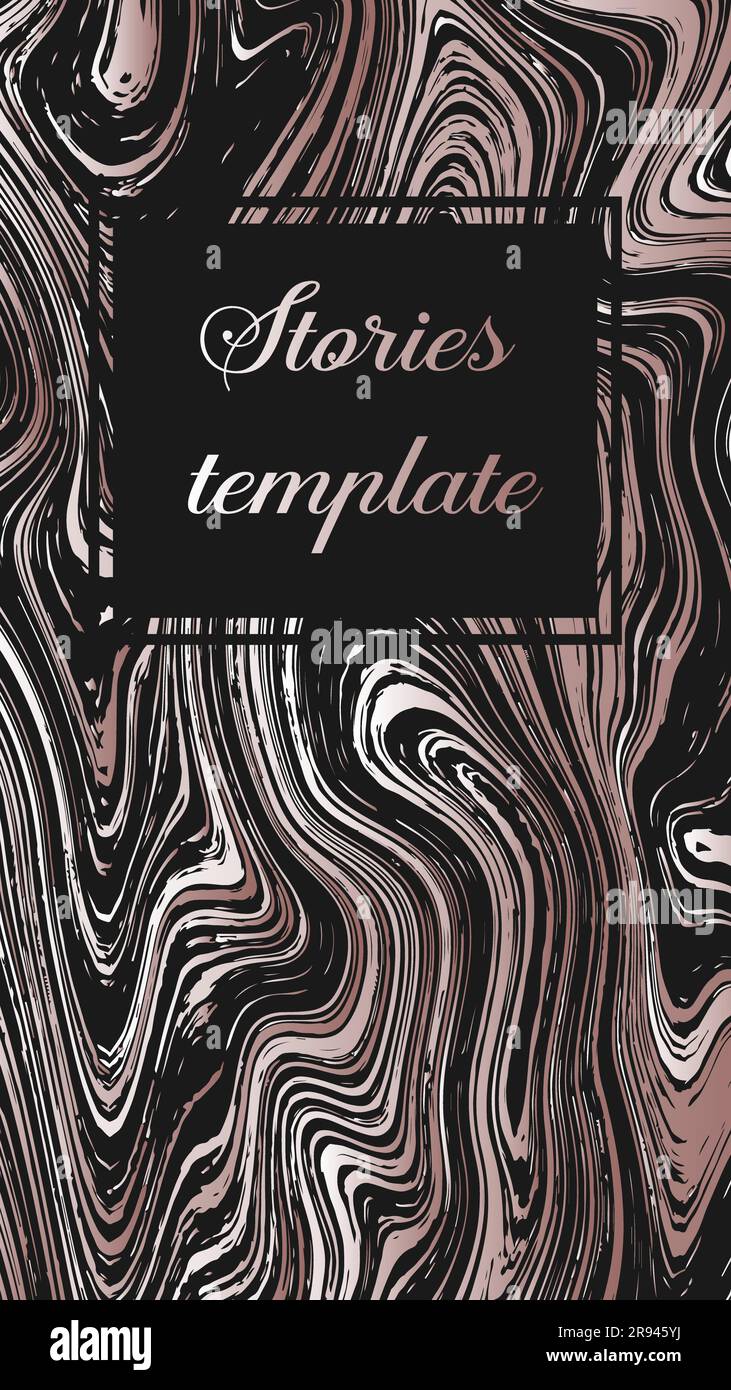 Stories frame template with pink gold palm tree leaves. Stories ...