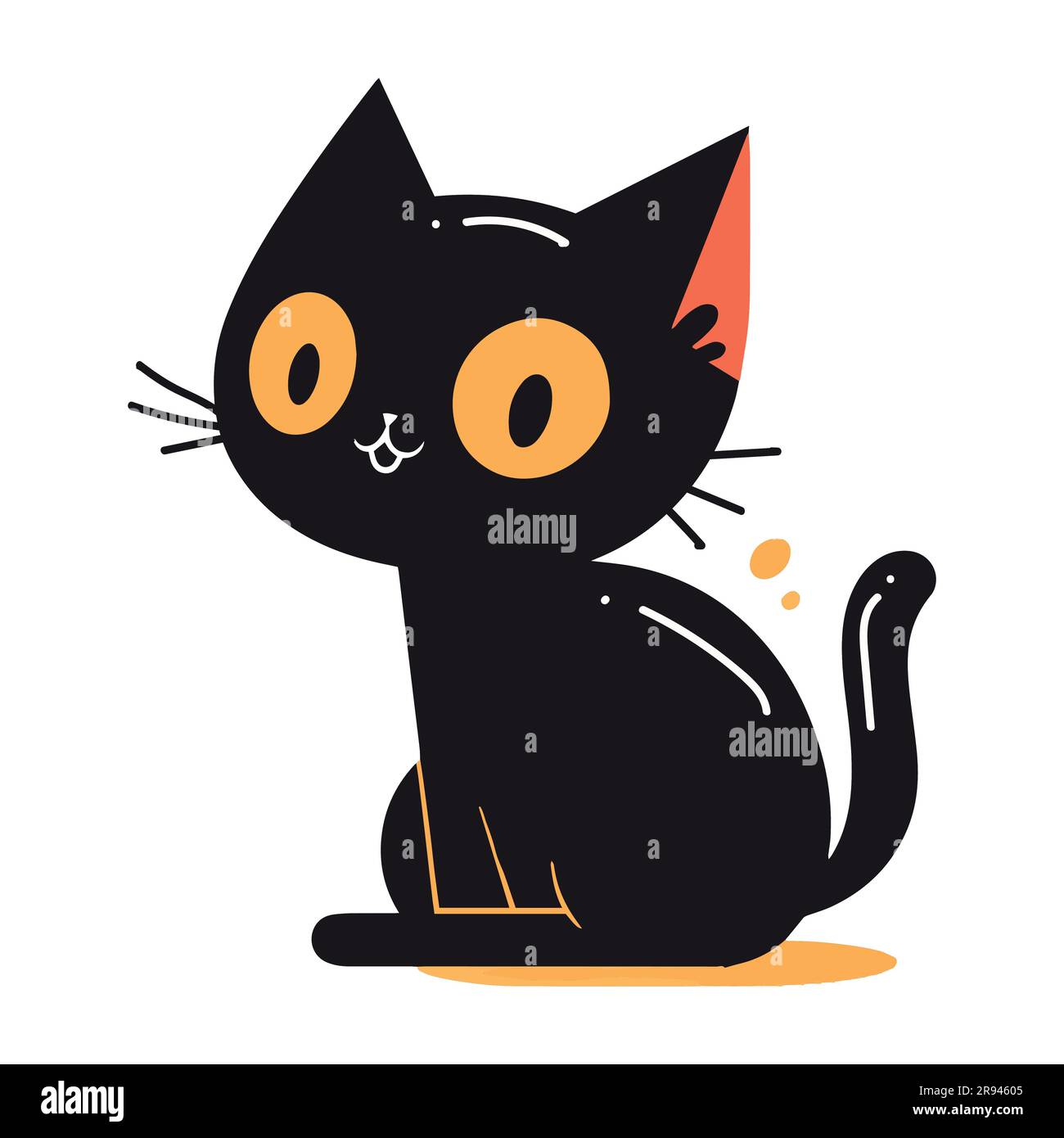 Hand Drawn Cute Black Cat In Flat Style Isolated On Background Stock Vector Image And Art Alamy