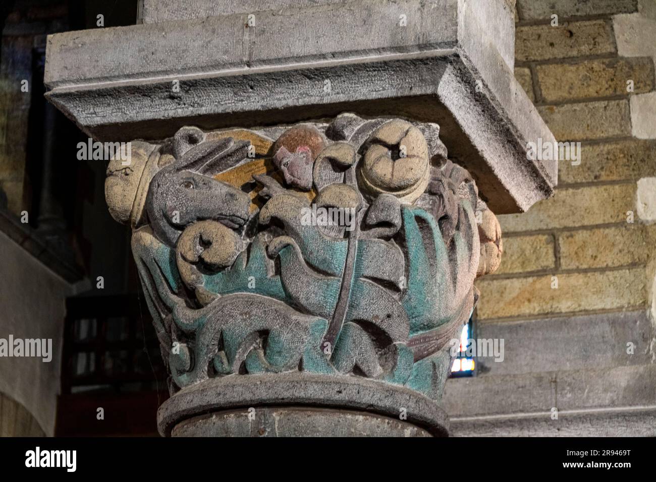 La Bourboule. Capitals of St Joseph church sculpted in 1941 by Henri ...