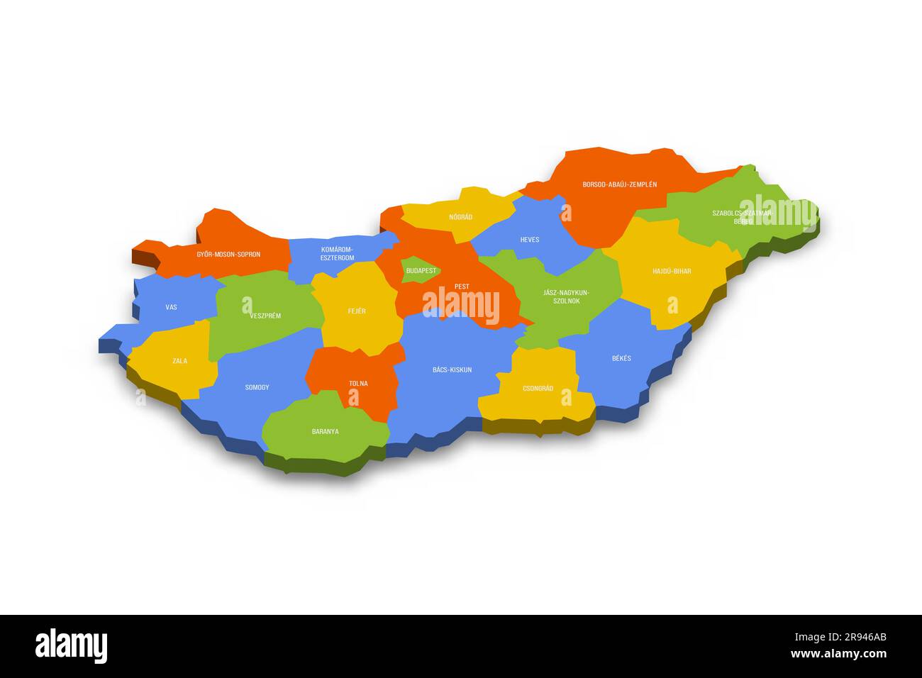 Hungary political map of administrative divisions - counties and ...
