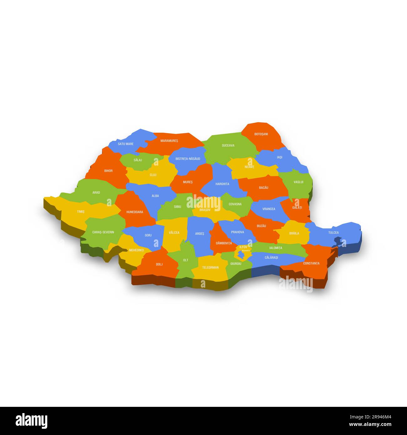 Romania political map of administrative divisions - counties and autonomous municipality of ...