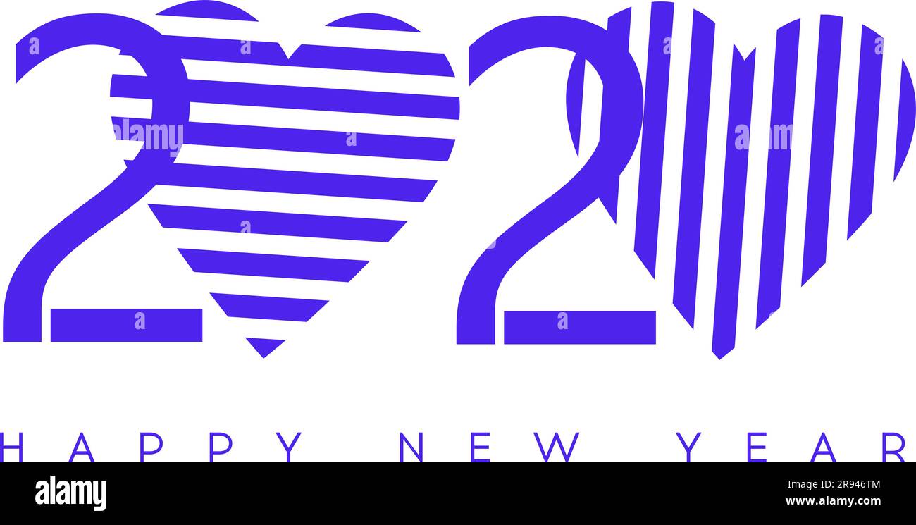 Happy New Year 2020 with Heart. Vector New Year illustration. Brochure ...