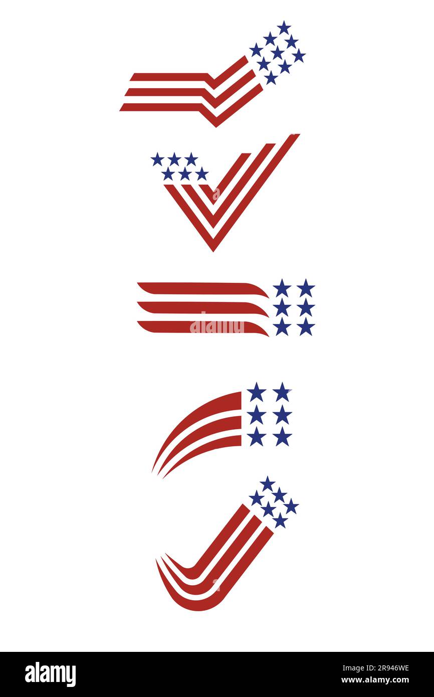 USA star flag logo stripes design elements vector icons Stock Vector ...