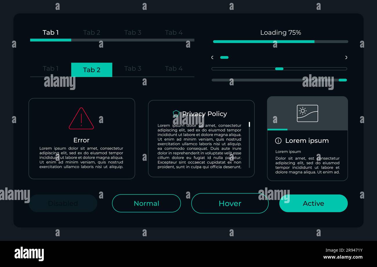 Account Settings Ui Elements Kit Adjustment Isolated Vector Components Flat Navigation Menus