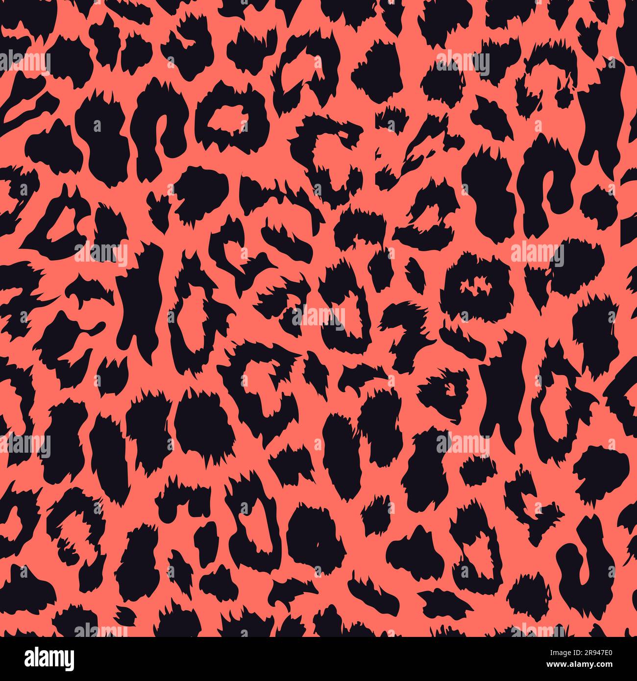 Seamless gold leopard print. Color trend palette. Living Coral color. Vector pattern, texture ...