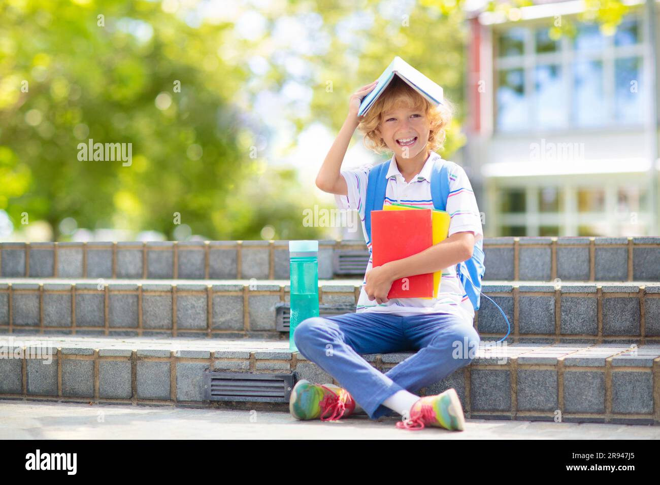 Children go back to school. Start of new school year after summer ...