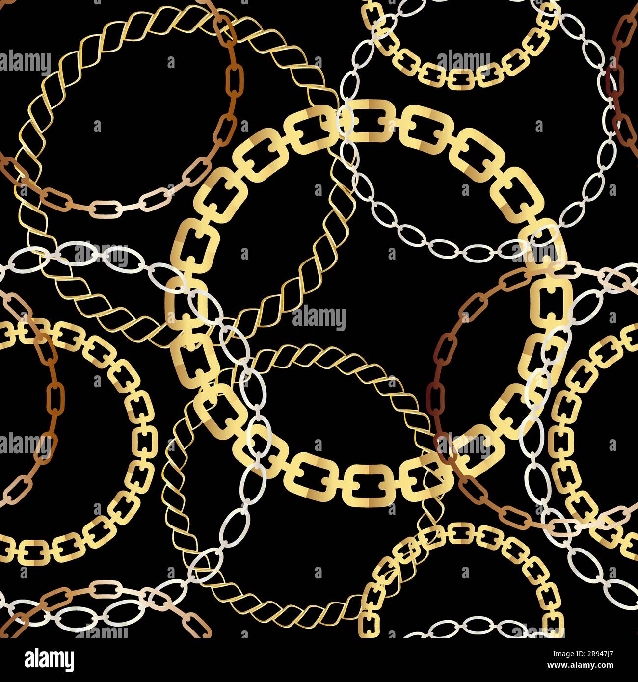 Fashion Seamless Pattern with Golden Chains. Print with gold chains on ...