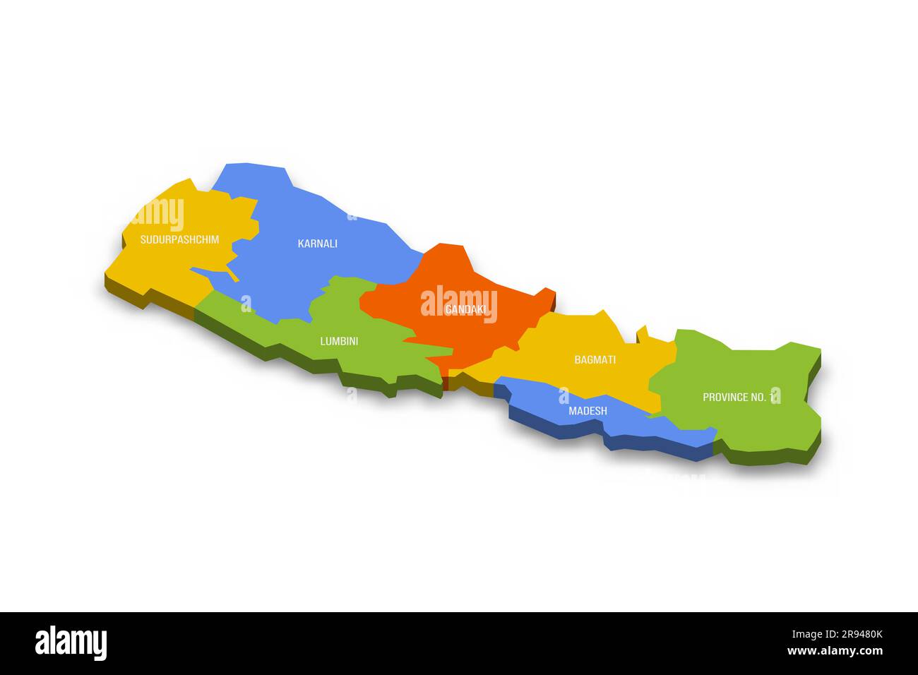 Nepal political map of administrative divisions - provinces. Colorful ...