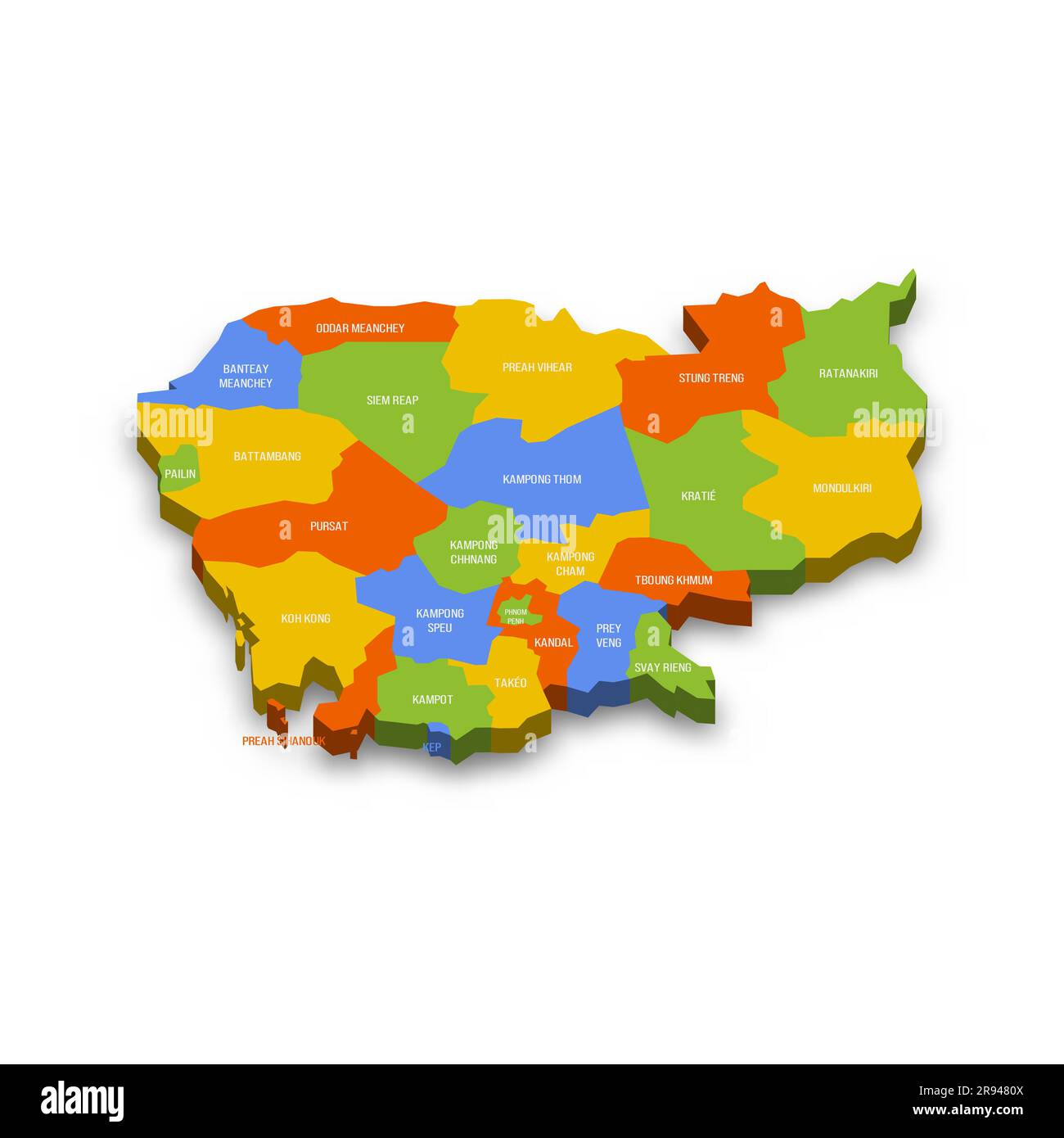 Cambodia political map of administrative divisions - provinces and ...