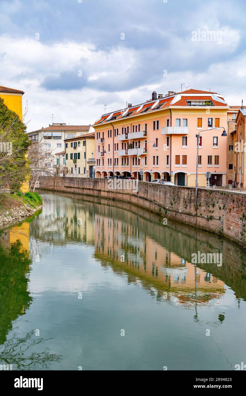 Traditional Paduan architecture, buildings by the river Brenta in Padua ...