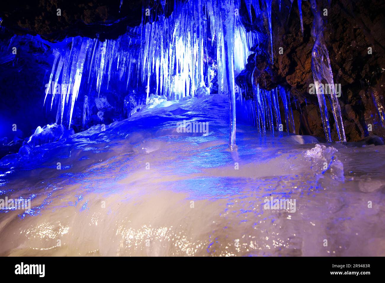 Ice pillar in Narusawa Ice Cave Stock Photo - Alamy