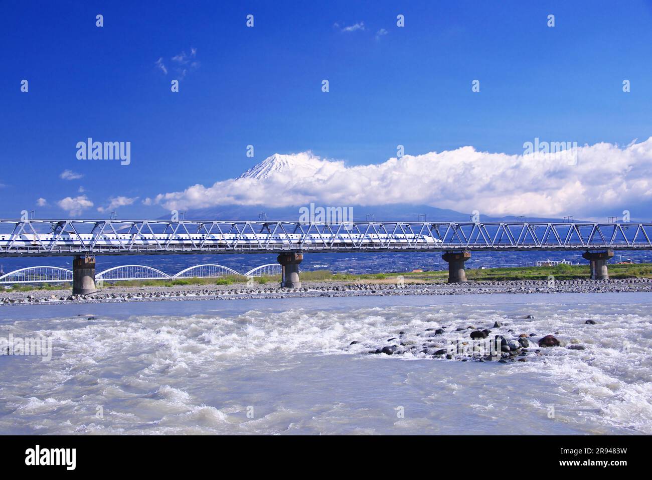 Fuji, Fuji River and Shinkansen Stock Photo - Alamy