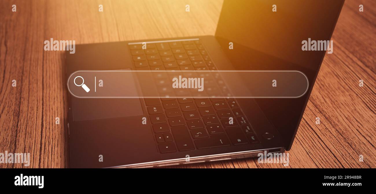 Desktop banner photo with VR search bar. Internet of things. Concept of ...