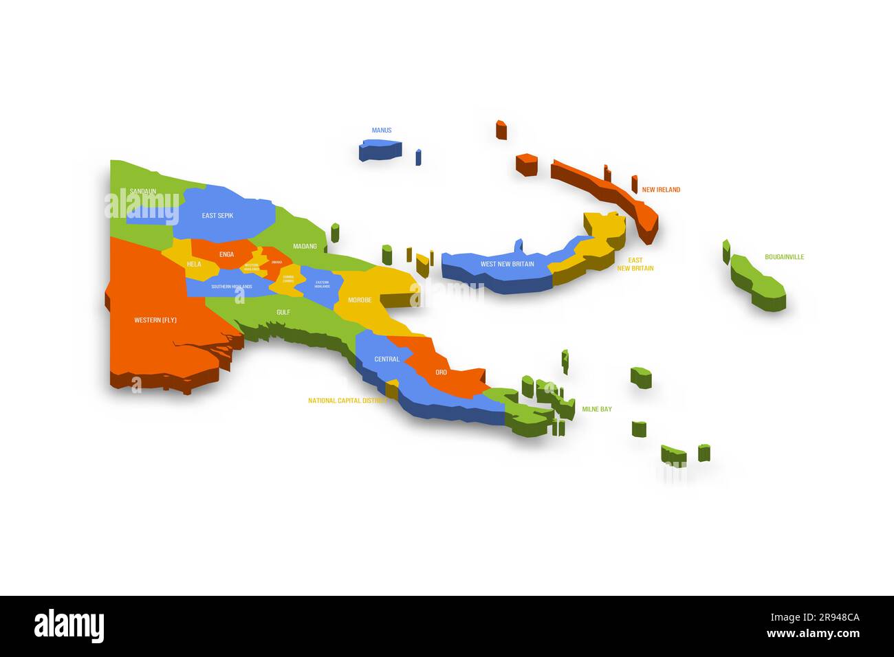 Papua New Guinea political map of administrative divisions - provinces ...