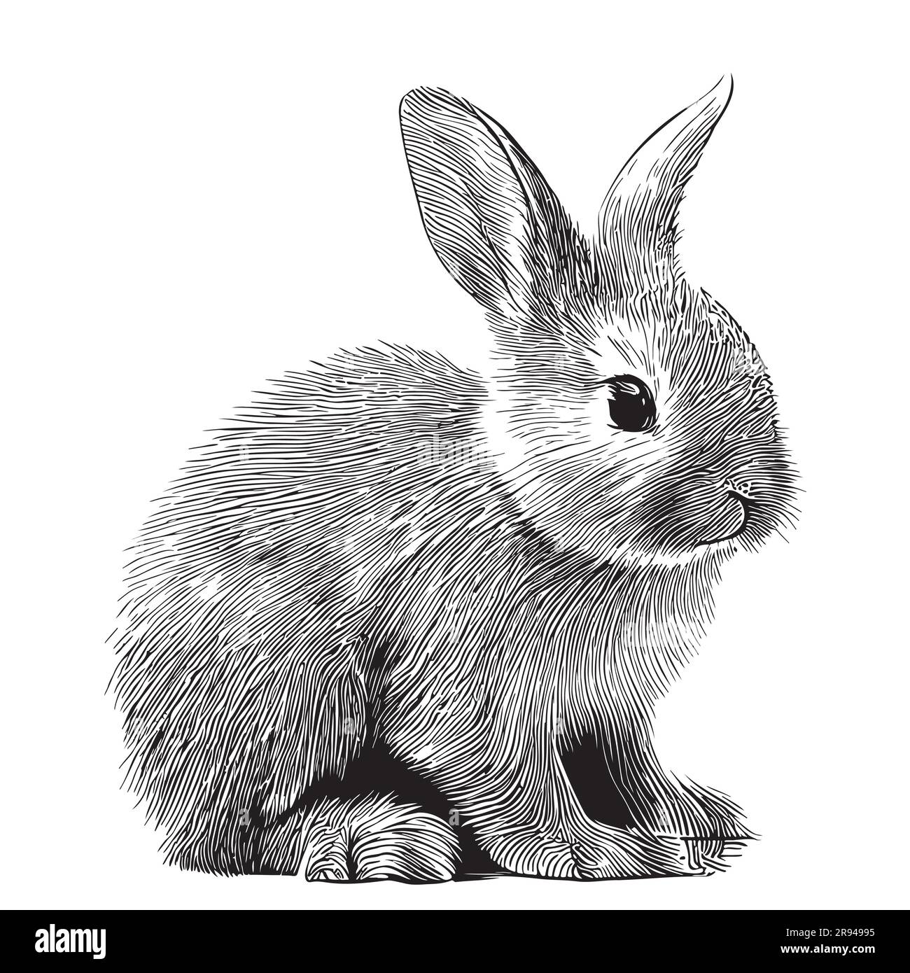 Bunny sitting sketch hand drawn in doodle style illustration Stock ...