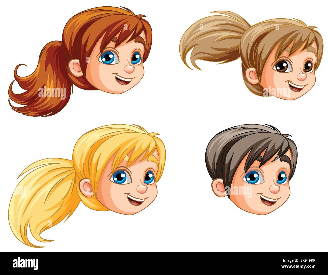 Girl with ponytail hair head illustration Stock Vector Image & Art - Alamy