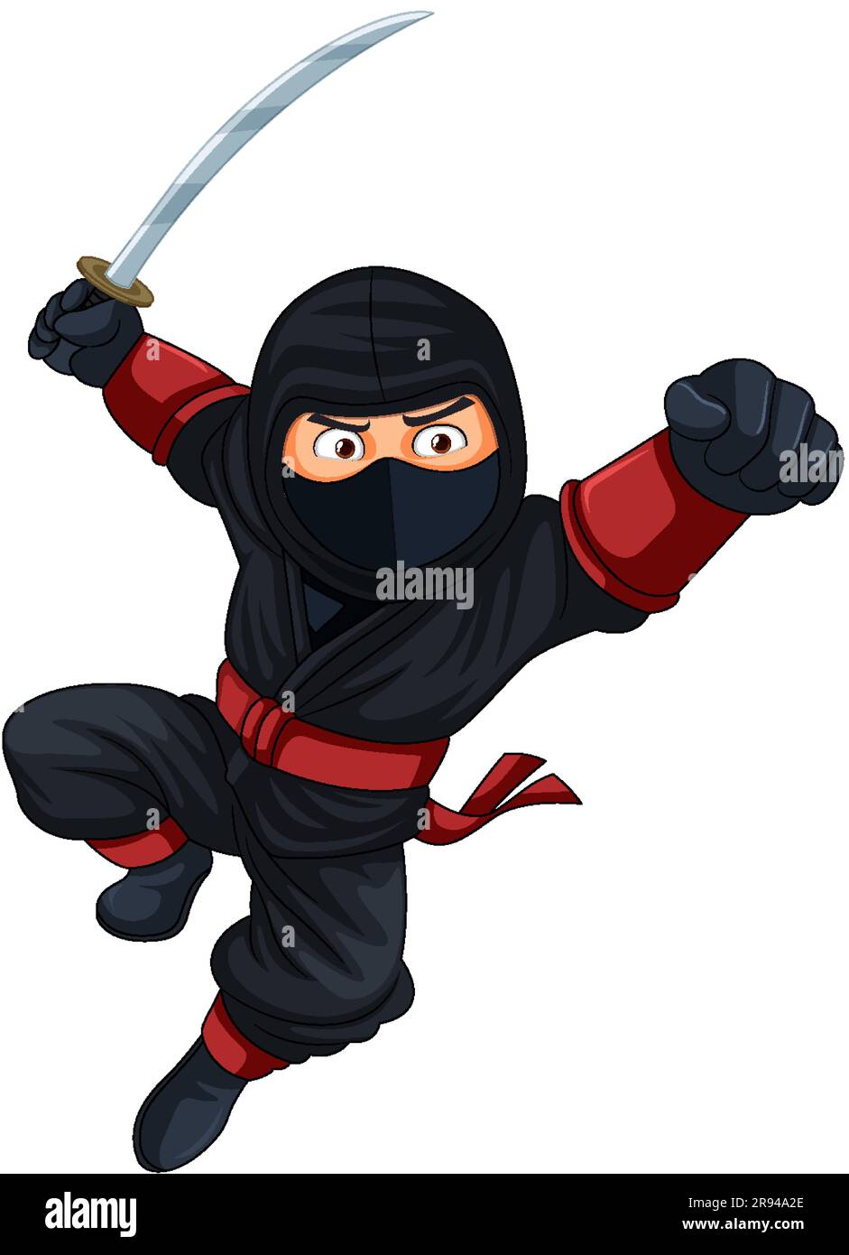 Ninja Jumping and Brandishing Sword illustration Stock Vector Image ...