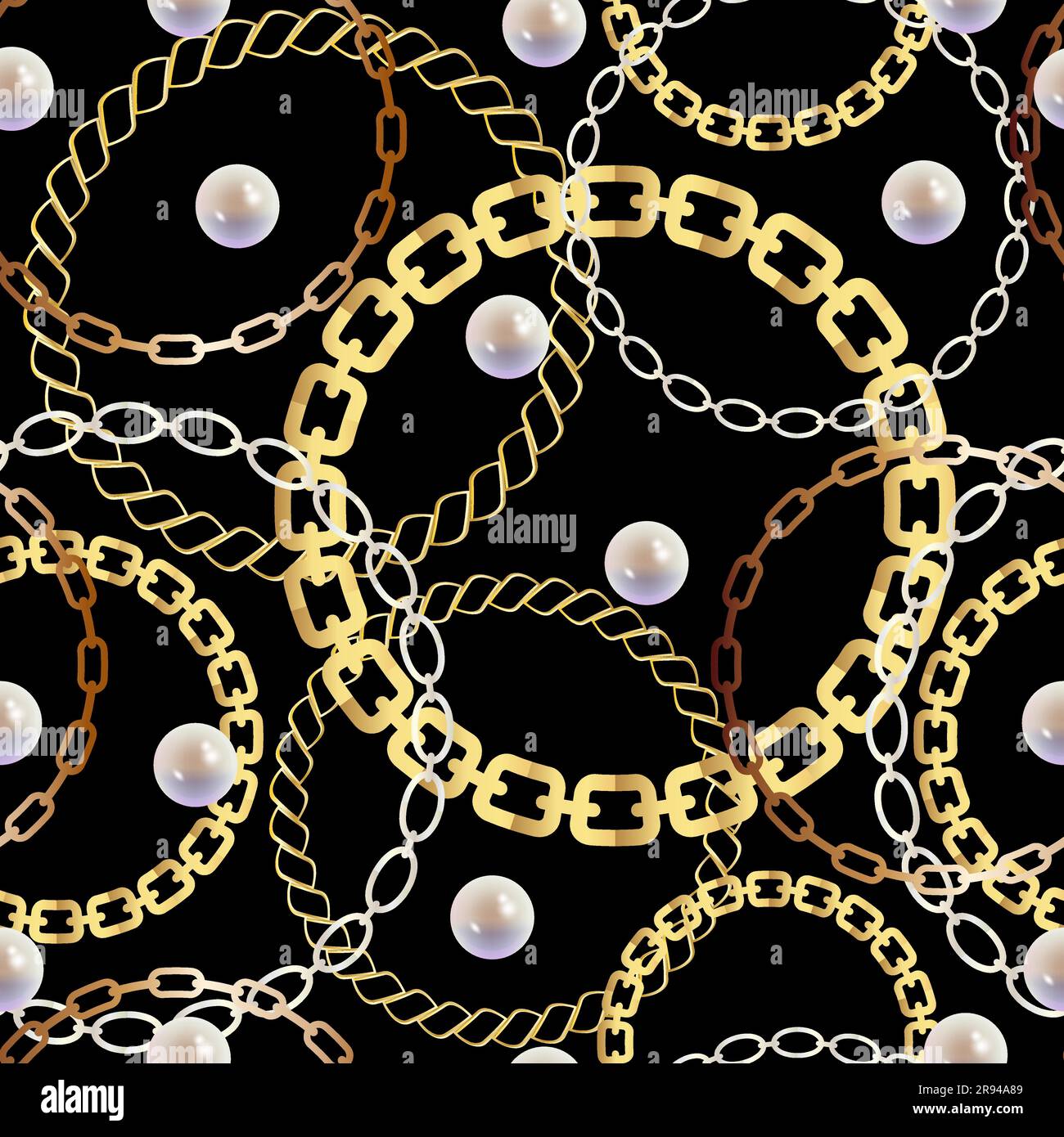 Fashion Seamless Pattern with Golden Chains. Print with gold chains on ...