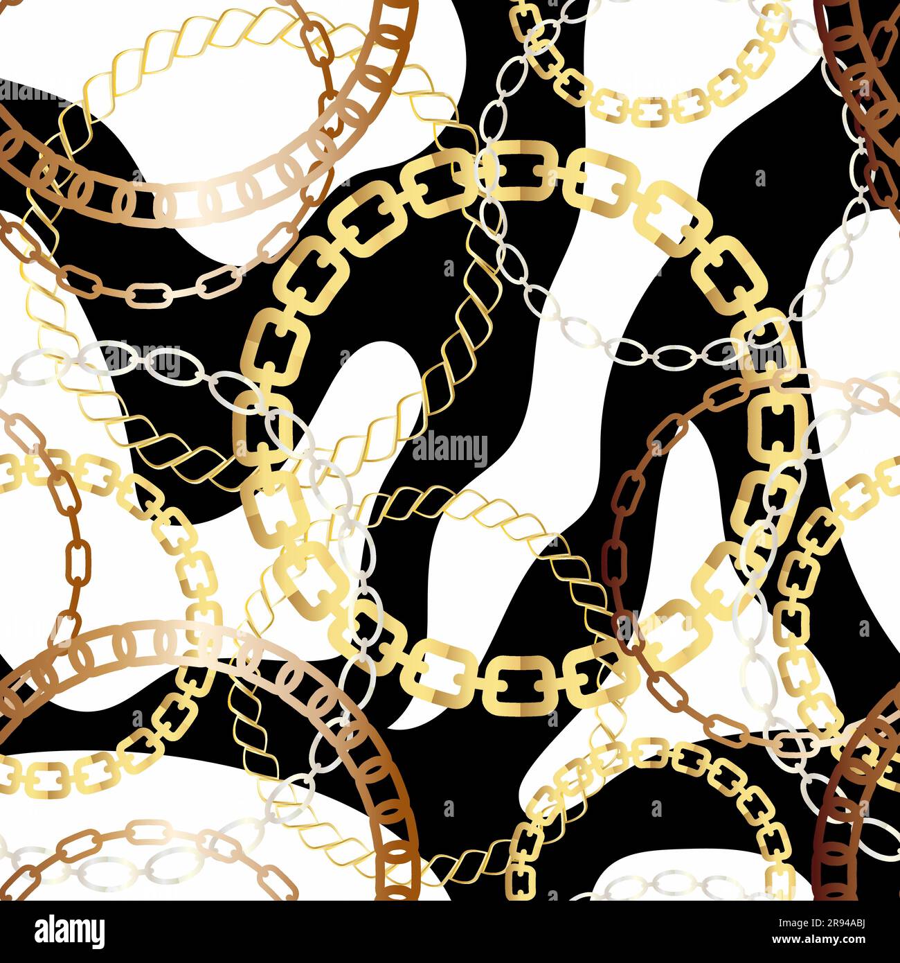 Fashion Seamless Pattern with Golden Chains. Print with gold chains on ...