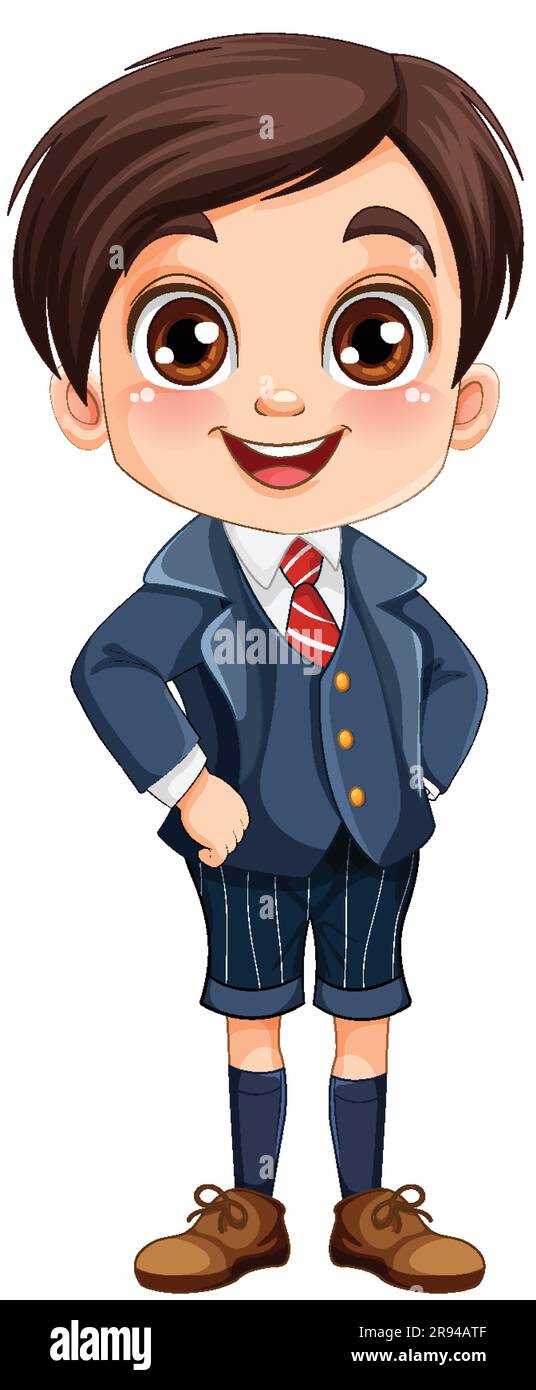 Student Boy in Uniform Cartoon Character illustration Stock Vector ...