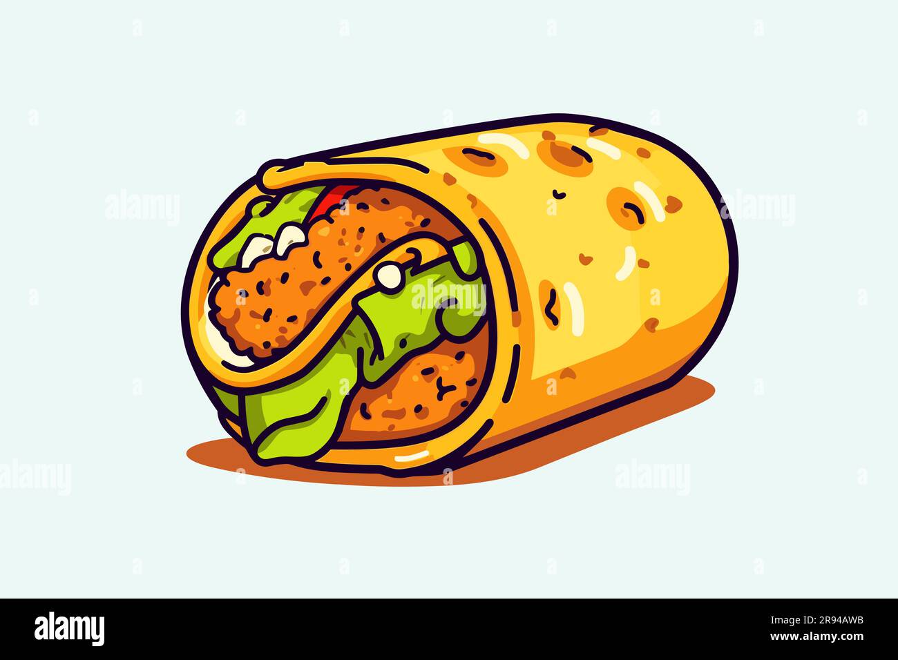 Chicken wrap. Chicken tortilla wrap hand-drawn illustration. Vector ...