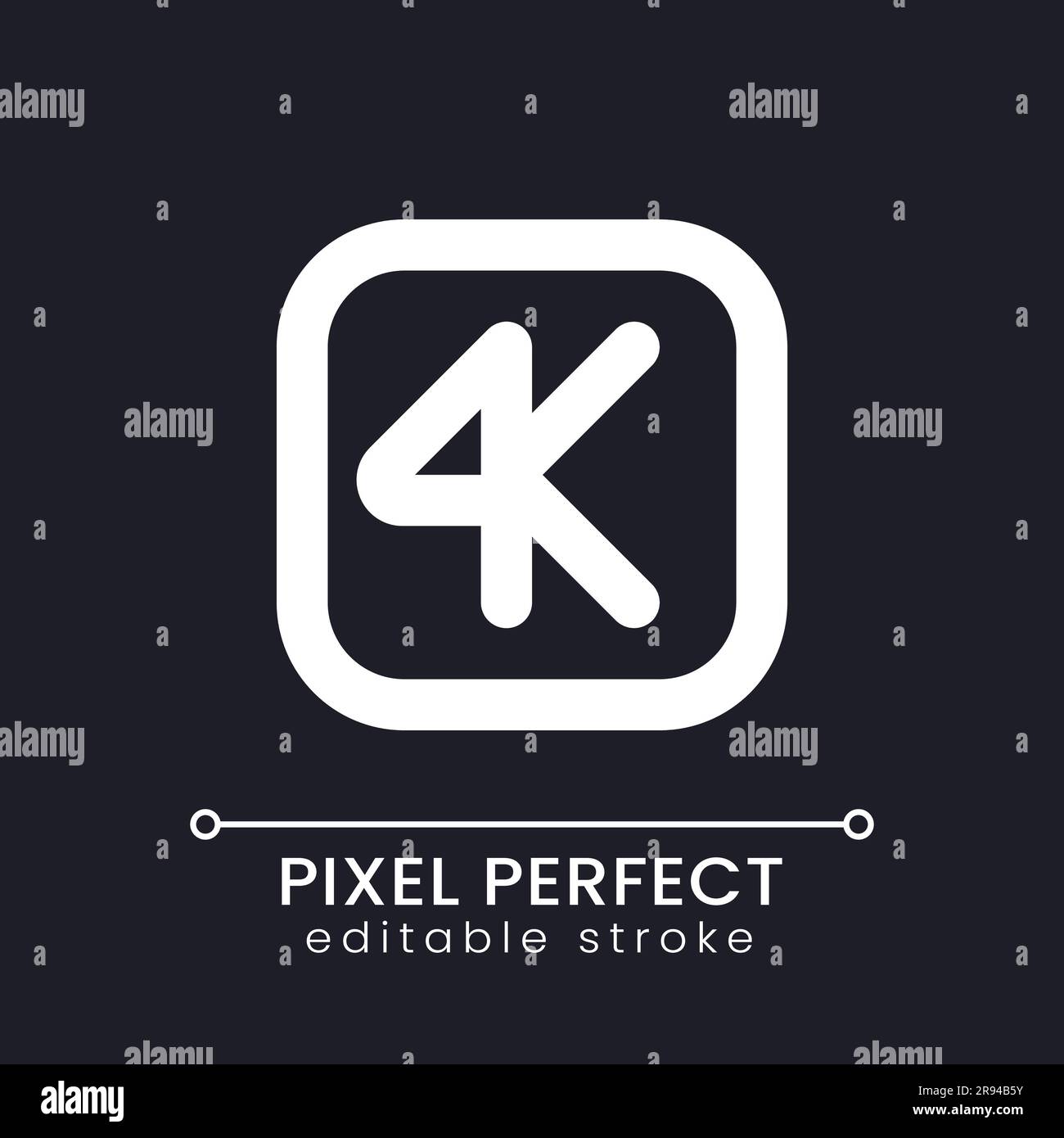 4K resolution pixel perfect white linear ui icon for dark theme Stock ...
