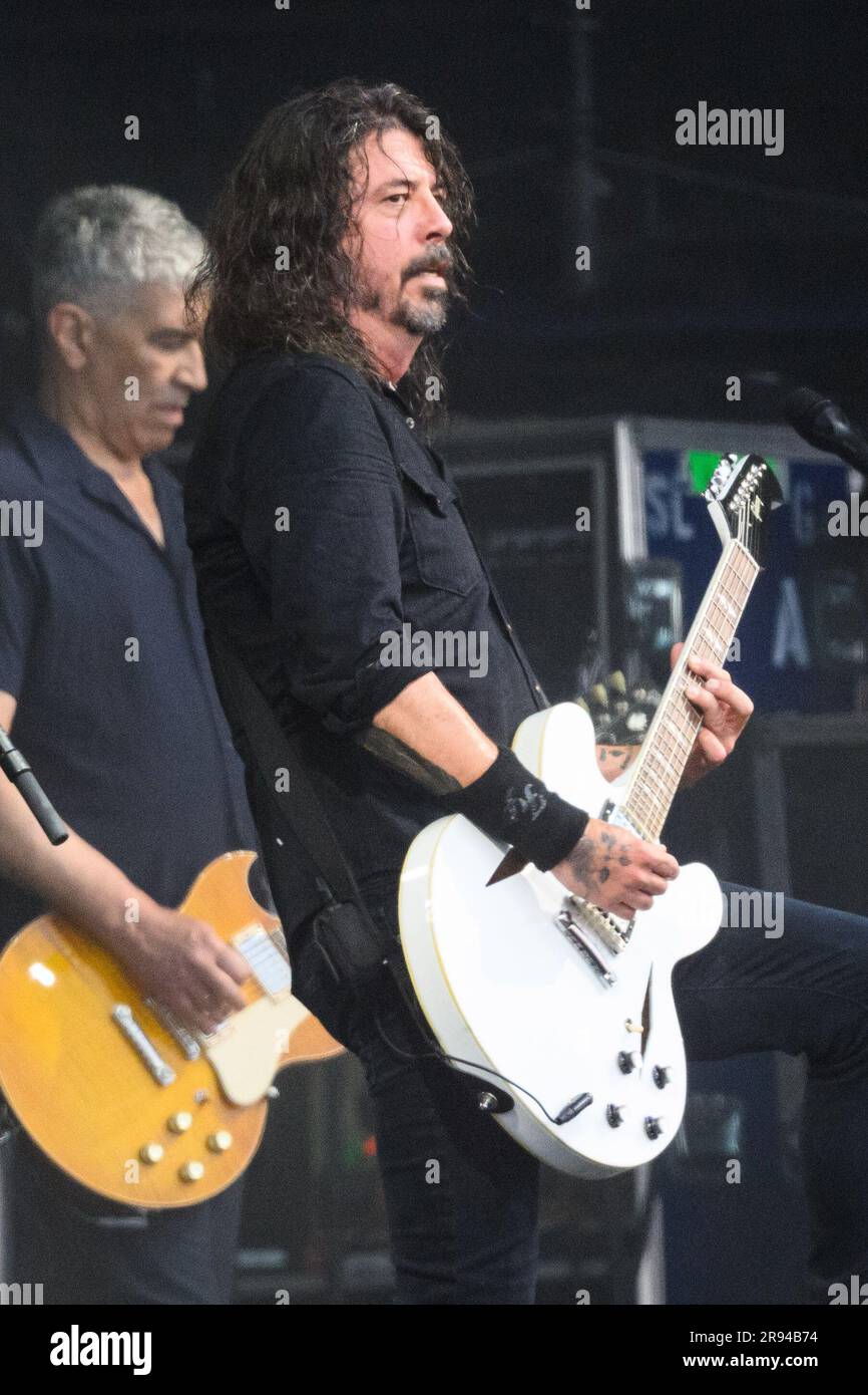 Somerset, UK. 23 June 2023. Dave Grohl of the Foo Fighters performing ...
