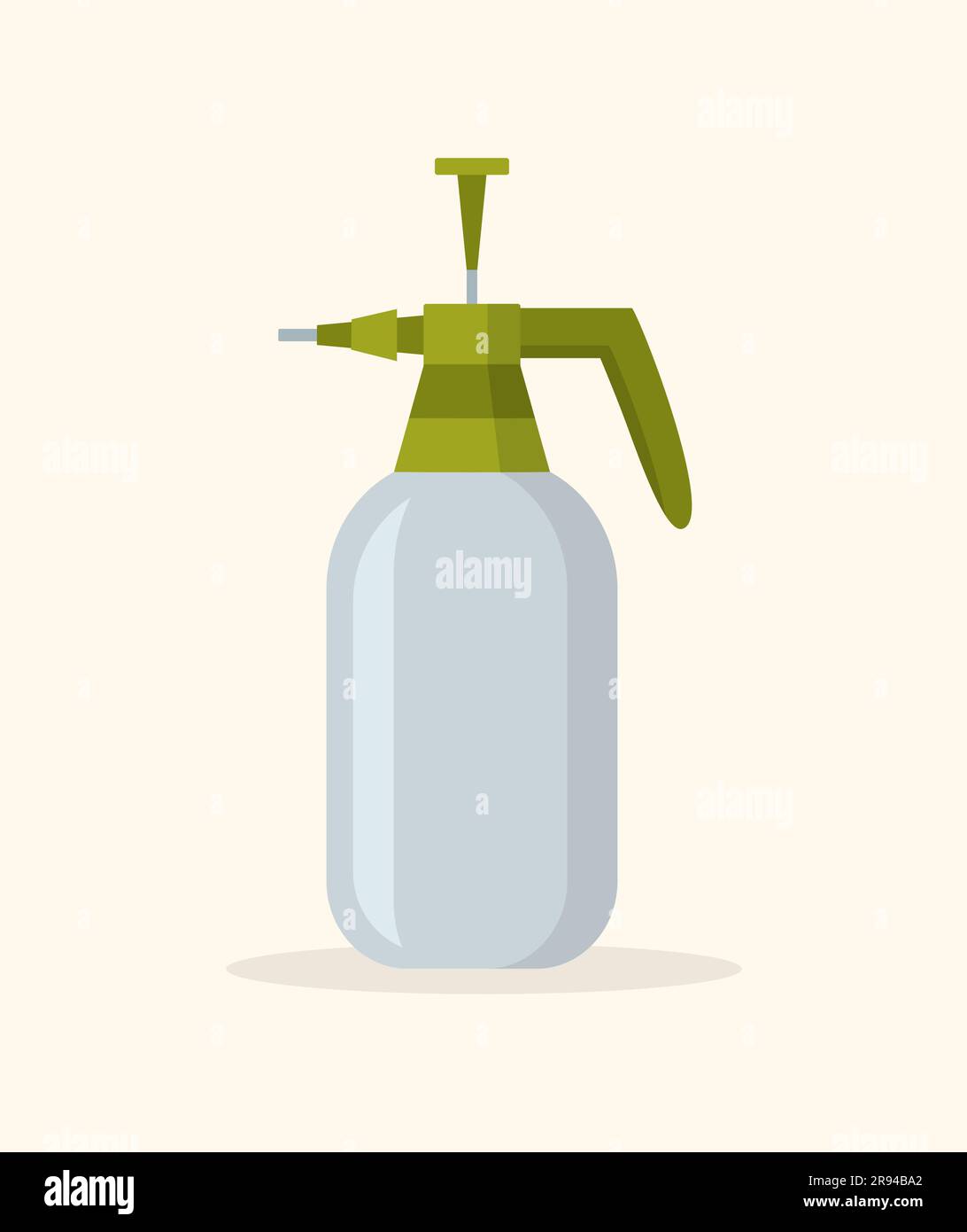 Garden hand pump sprayer. Portable pressure spray bottle on a beige ...