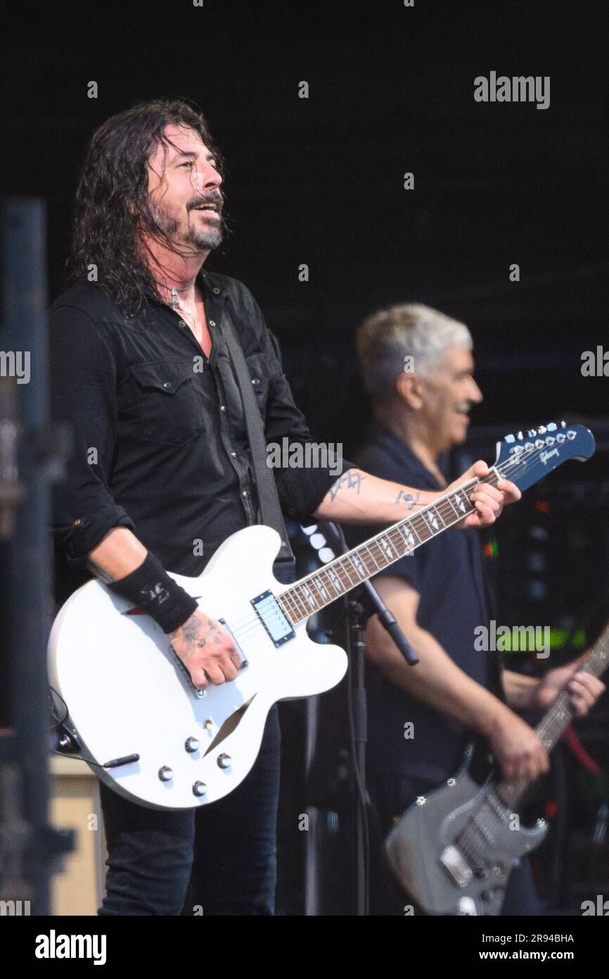 Somerset, UK. 23 June 2023. Dave Grohl of the Foo Fighters performing ...