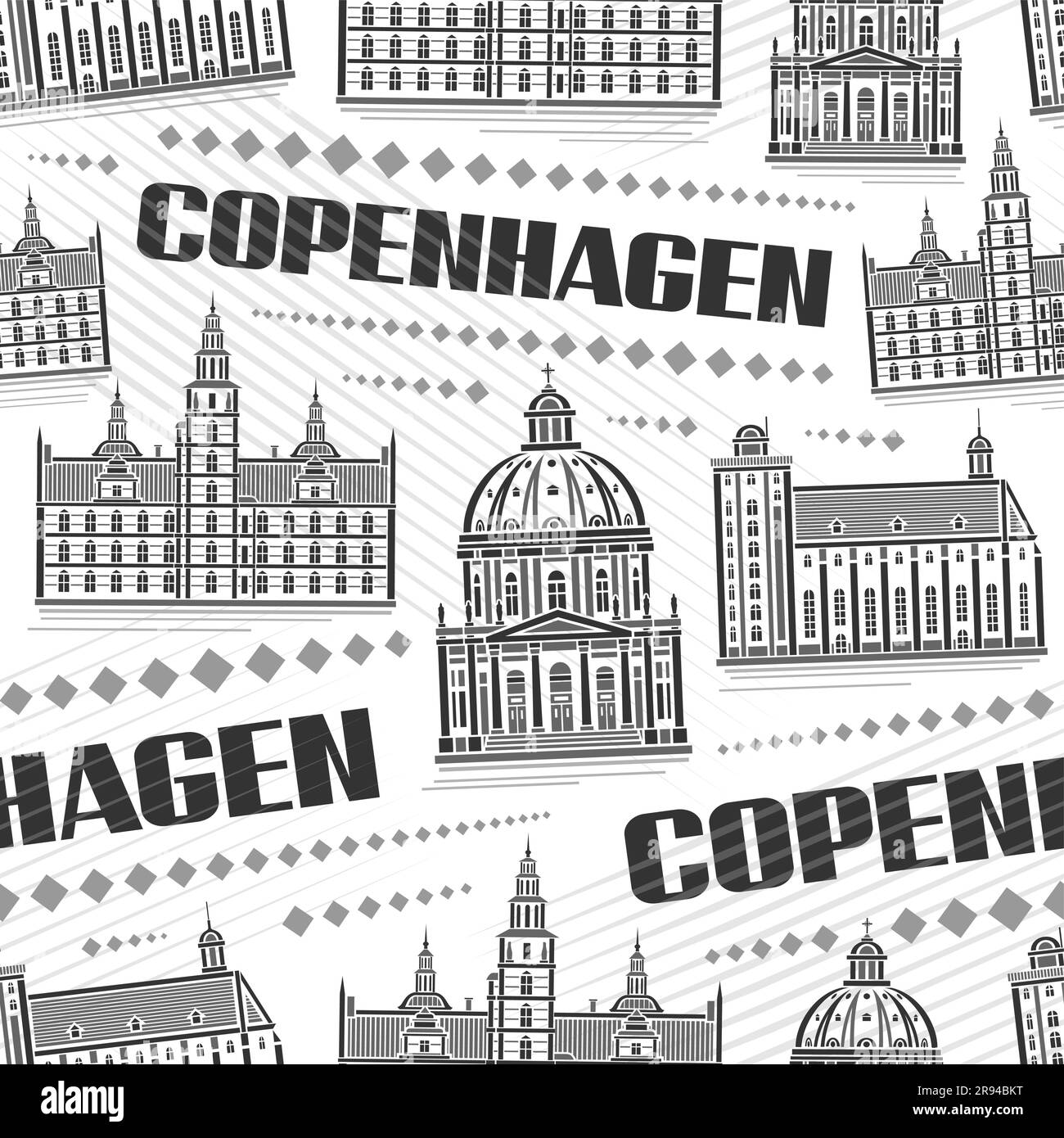 Vector Copenhagen Seamless Pattern, repeating background with ...