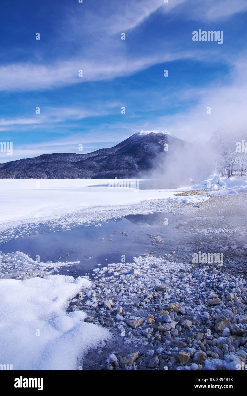 Lake Akan, Bokke, Mt. Oakantake and frost flower Stock Photo - Alamy
