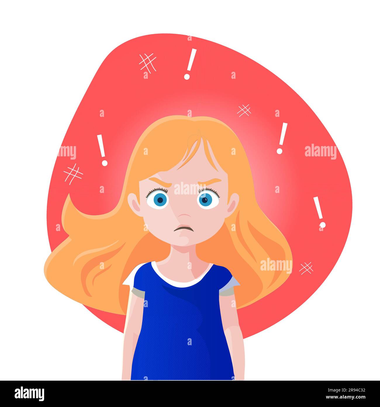 the little girl is angry. The emotion of anger. Vector illustration ...