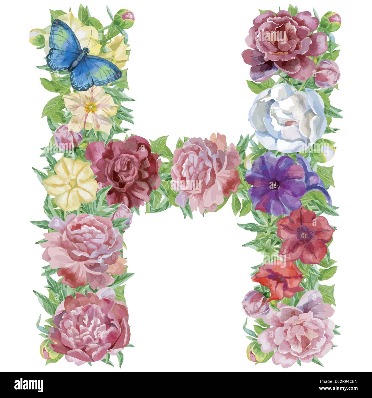 Watercolor floral monogram Stock Vector Images - Alamy