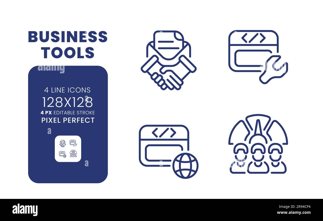 Business tools linear desktop icons set Stock Vector Image & Art - Alamy