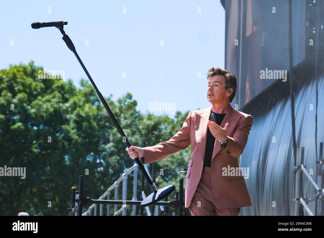 Glastonbury, UK. 24th June, 2023. Rick Astley photographed performing ... Glastonbury, UK. 24th June, 2023. Rick Astley photographed performing ...