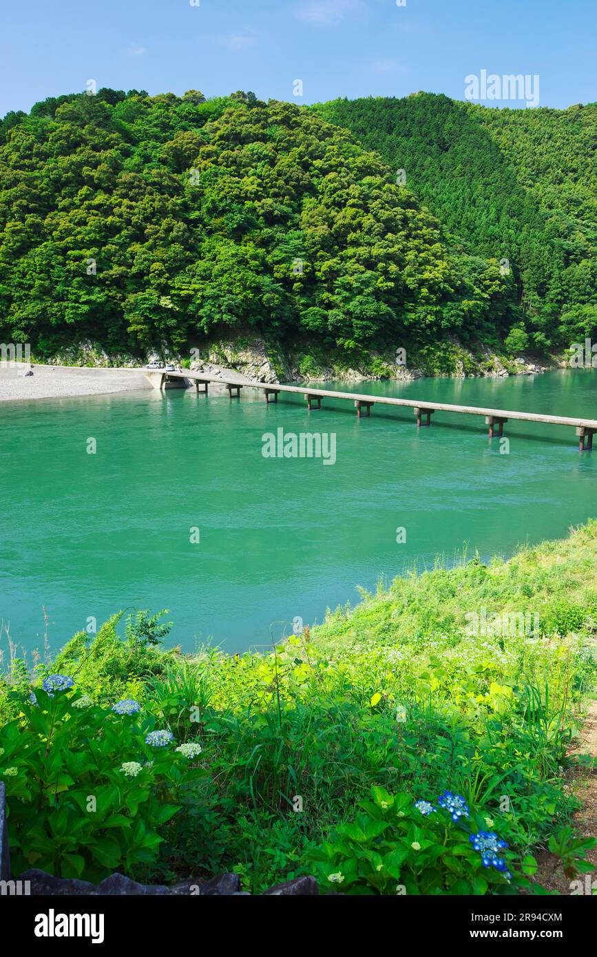 Iwama Low water crossing and Shimanto River Stock Photo - Alamy
