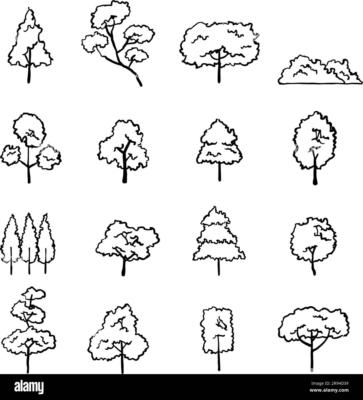 Set Of Tree Doodle Hand Drawing Vector Stock Vector Image And Art Alamy
