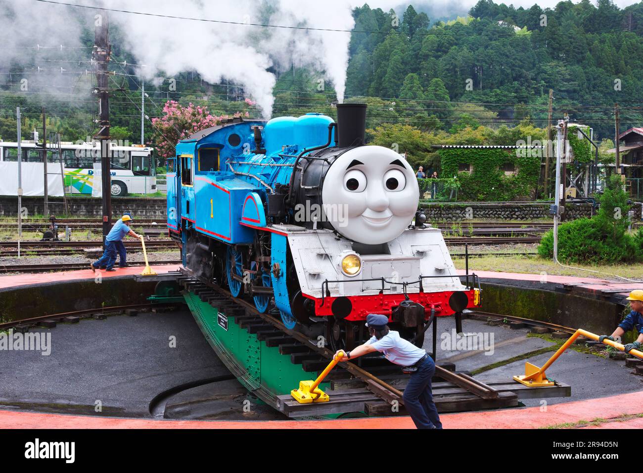 Thomas the Tank Engine and the turntable Stock Photo - Alamy