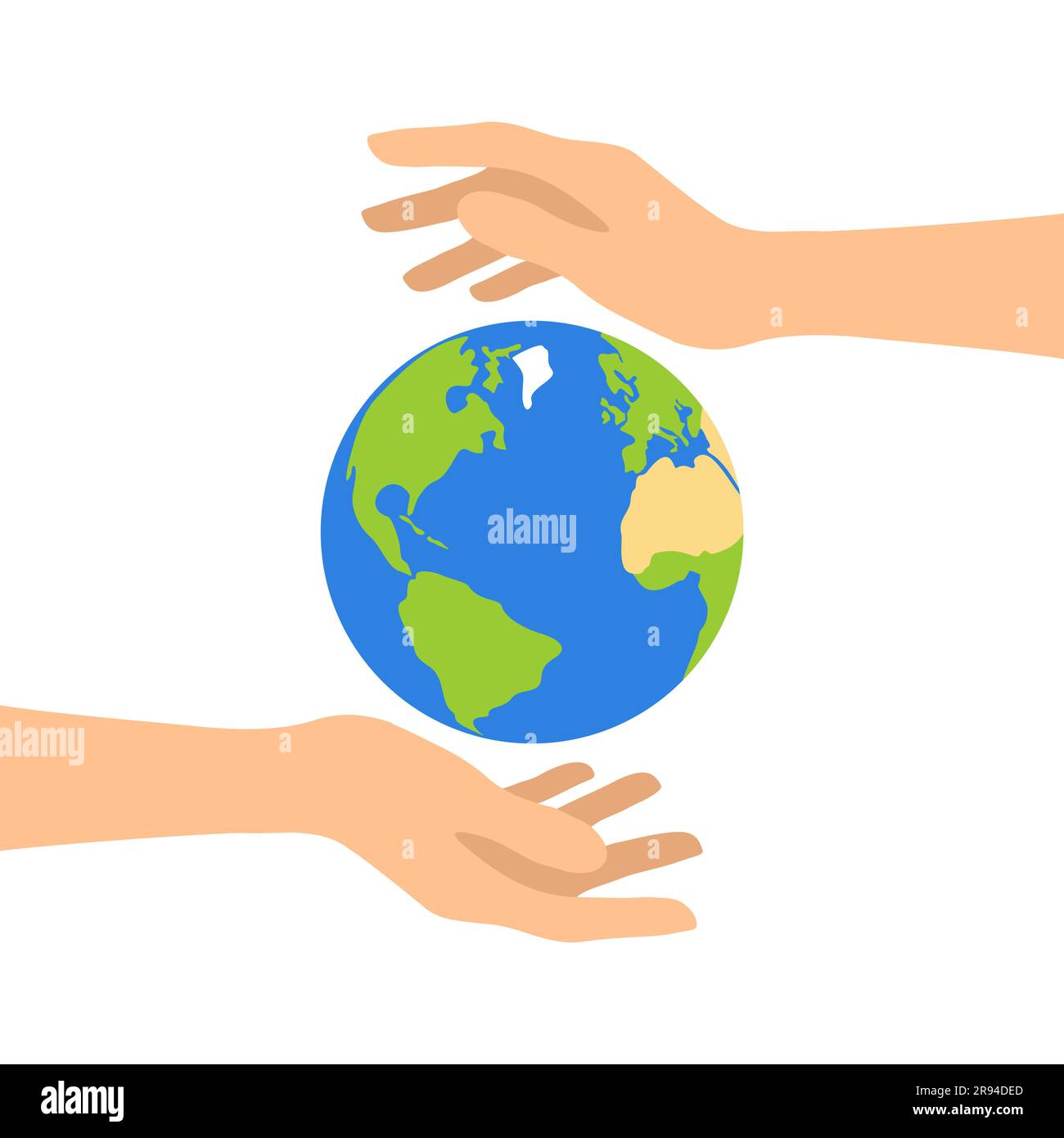 Female hands carring planet Earth between them isolated on a white ...