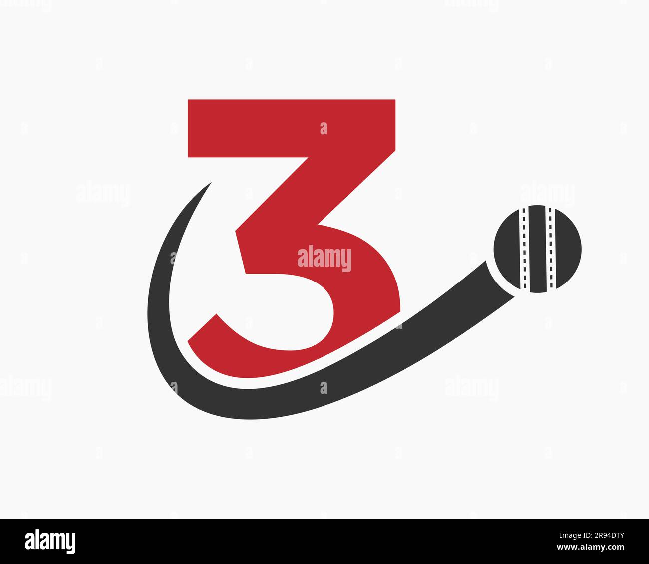 Letter 3 Cricket Logo Concept With Moving Ball Icon For Cricket Club ...