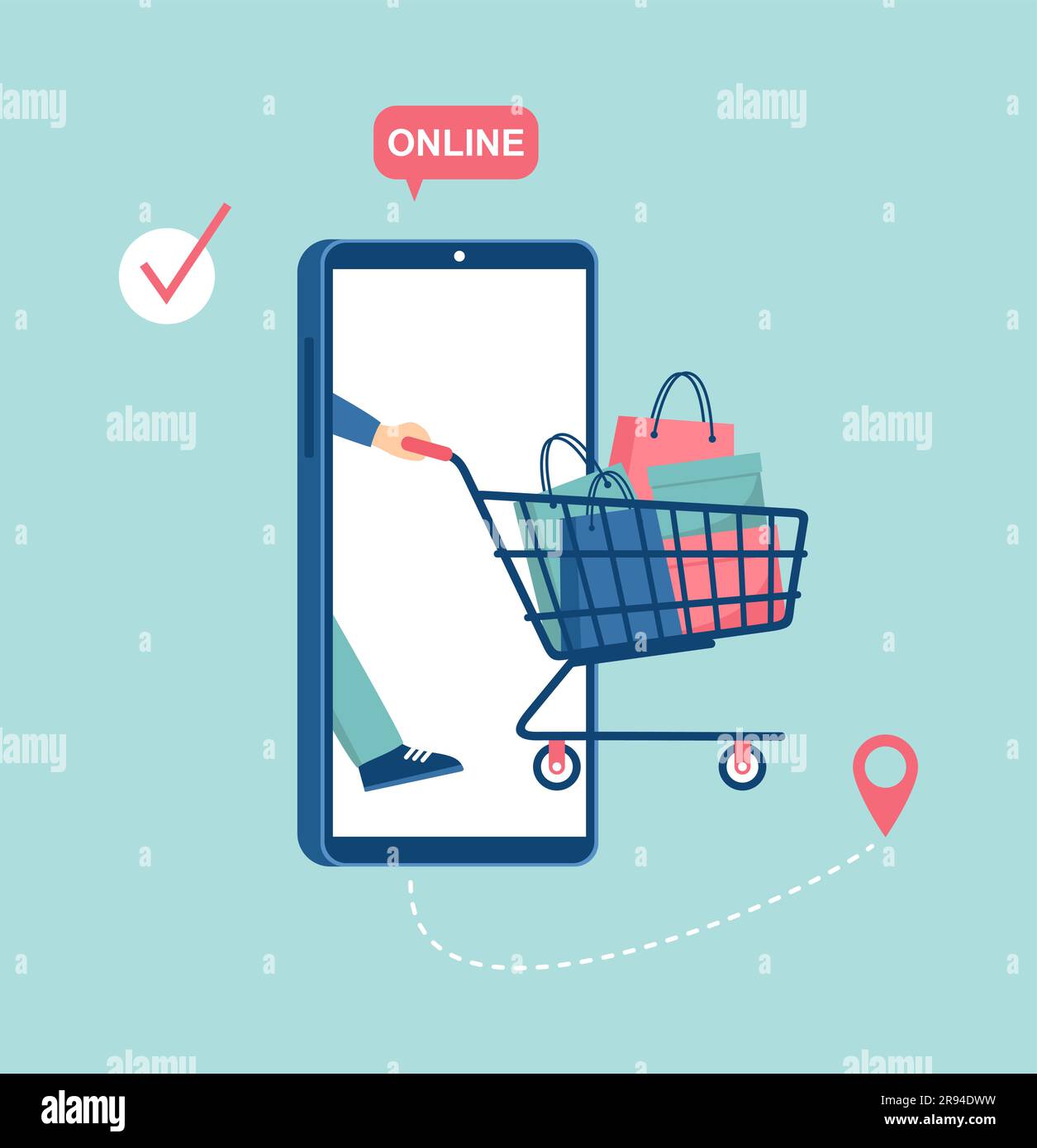 Man coming out of shop Stock Vector Images - Alamy