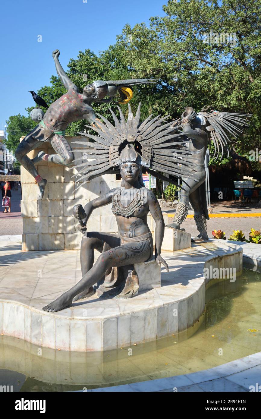 Public sculpture featuring Mayan Characters on Avenida Quinta Playa del ...
