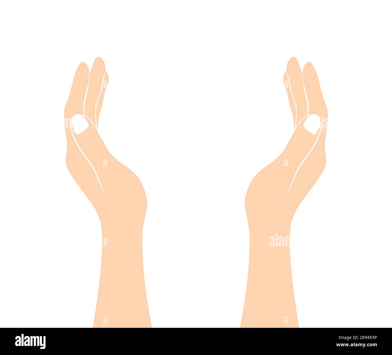 Female hands raised up isolated on a white background. Flat vector ...