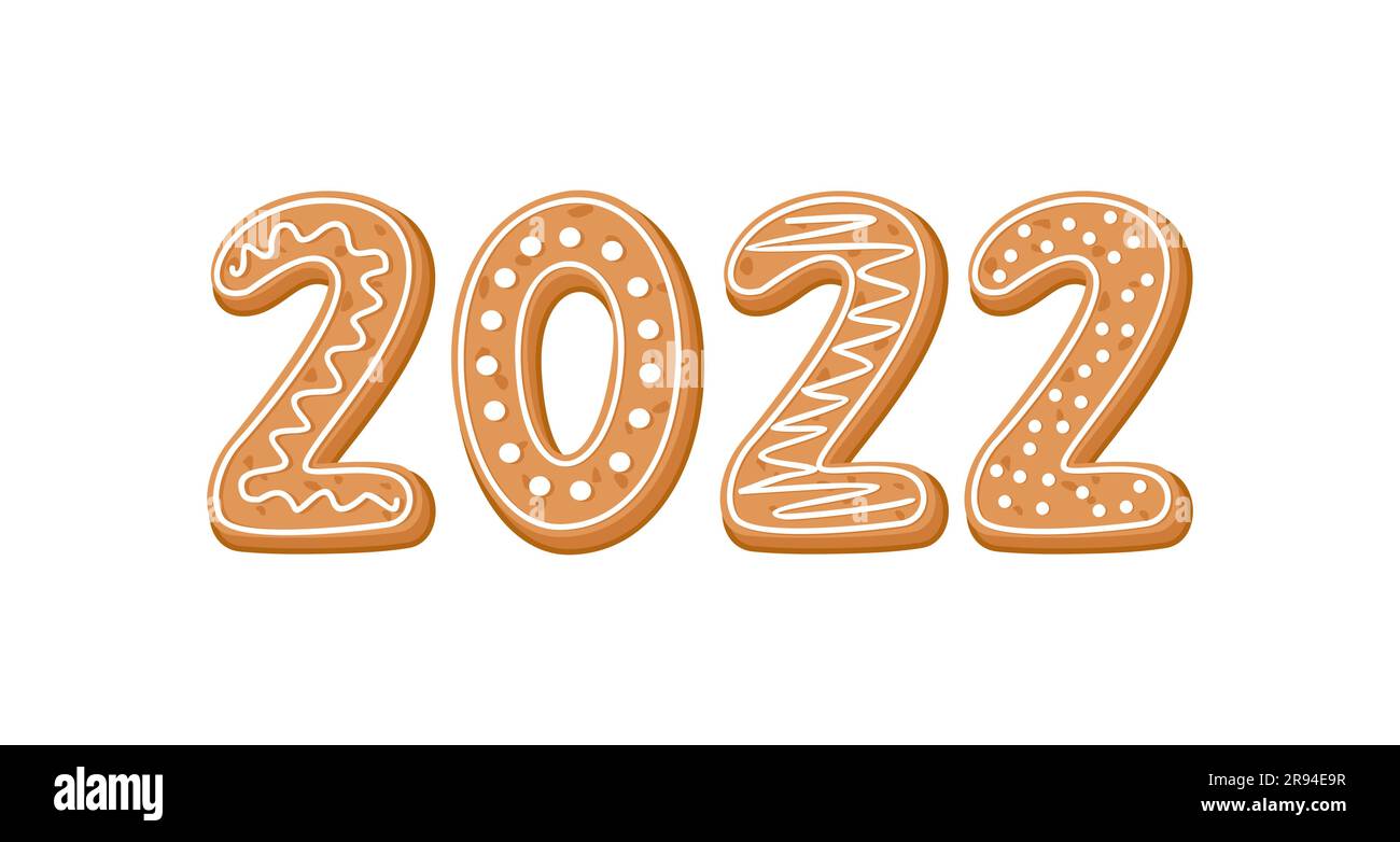 Merry Christmas and Happy New Year 2022. Gingerbread cookies in the ...