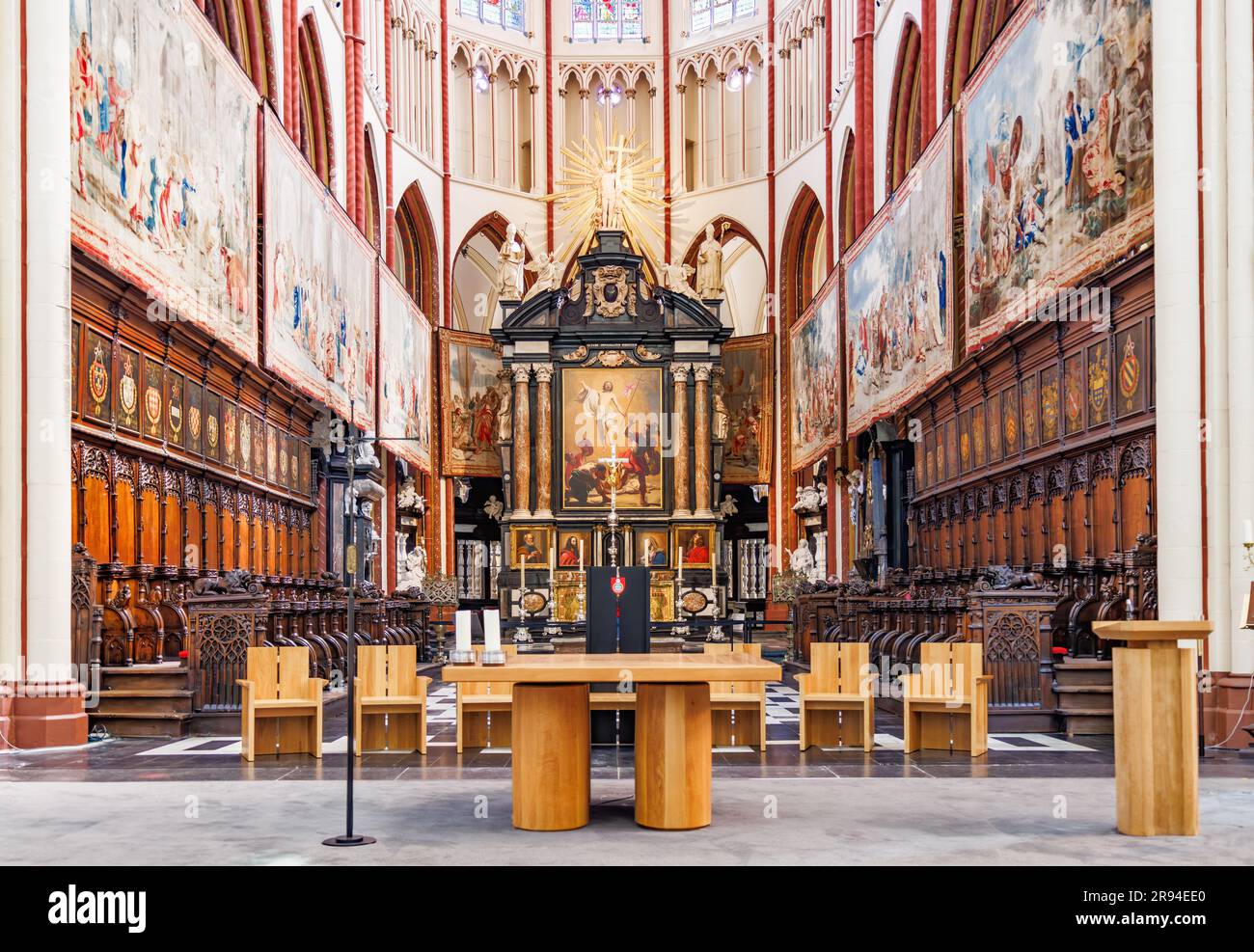 Bruges, Belgium - June, 16, 2023: Main Altar inside of Salvator's ...