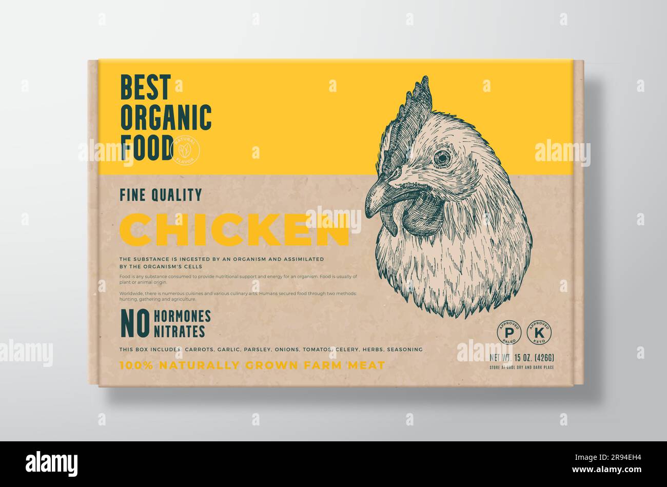 Organic Chicken Meat Vector Poultry Food Packaging Label Design on a ...