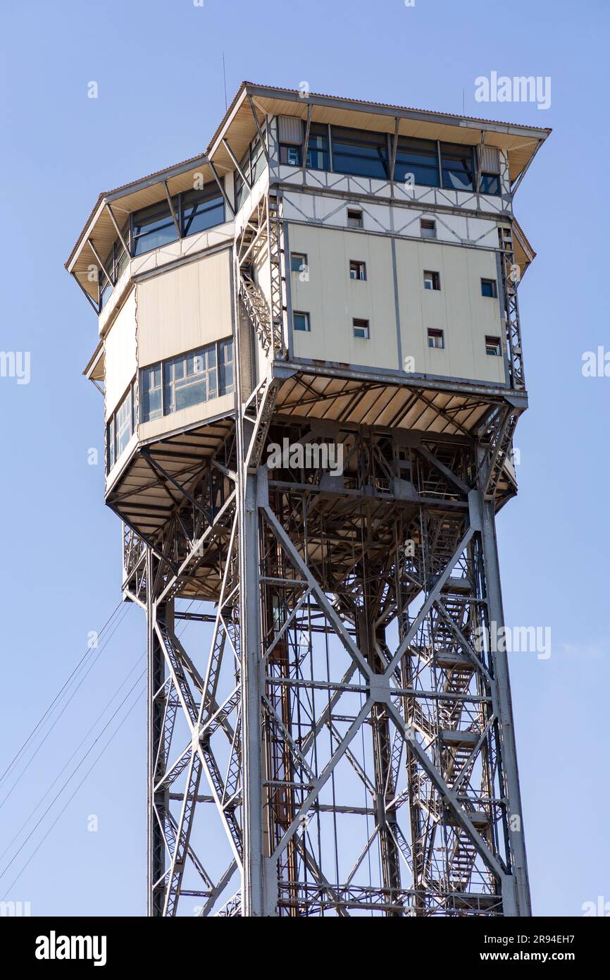 Barcelona, Spain - FEB 10, 2022: Torre Sant Sebastia is a 78 metre tall ...
