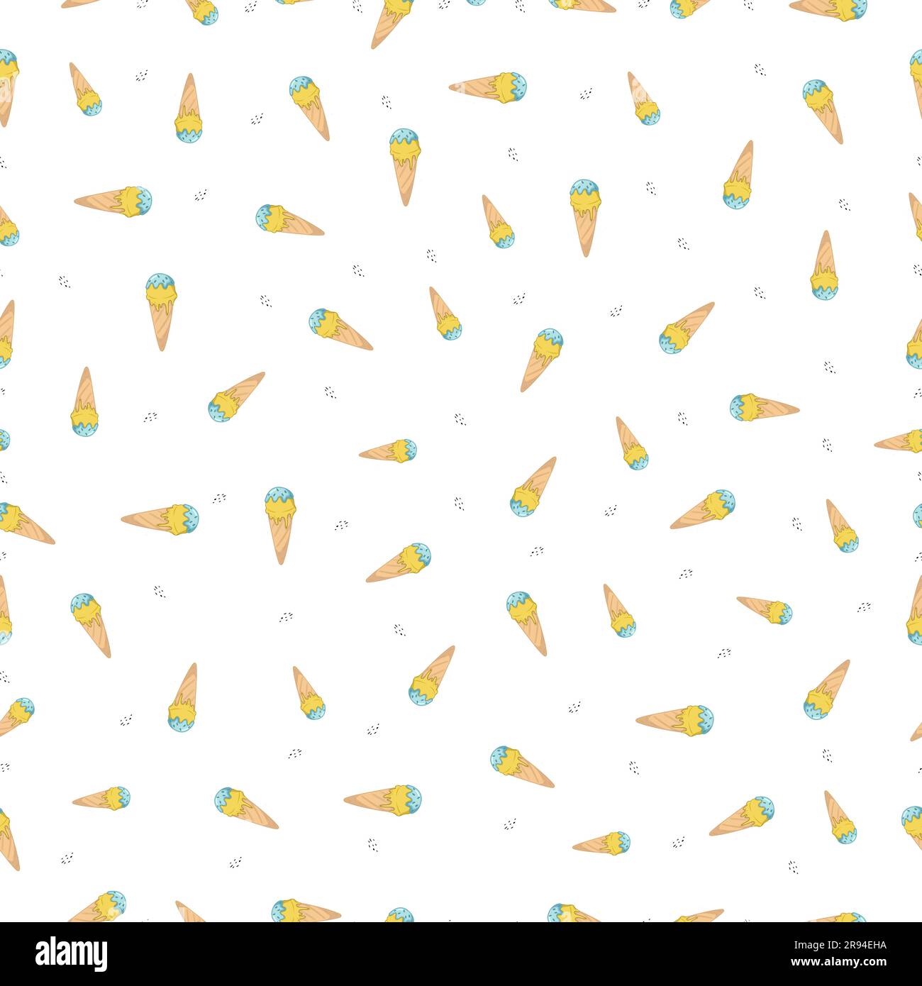 Hand-drawn Cute seamless pattern with ice cream. Can be used for ...