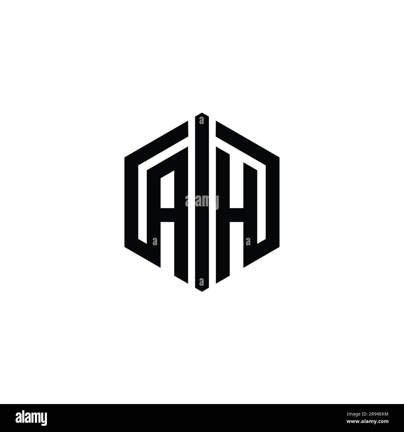 AH Letter Logo monogram hexagon shape with connect outline style design ...