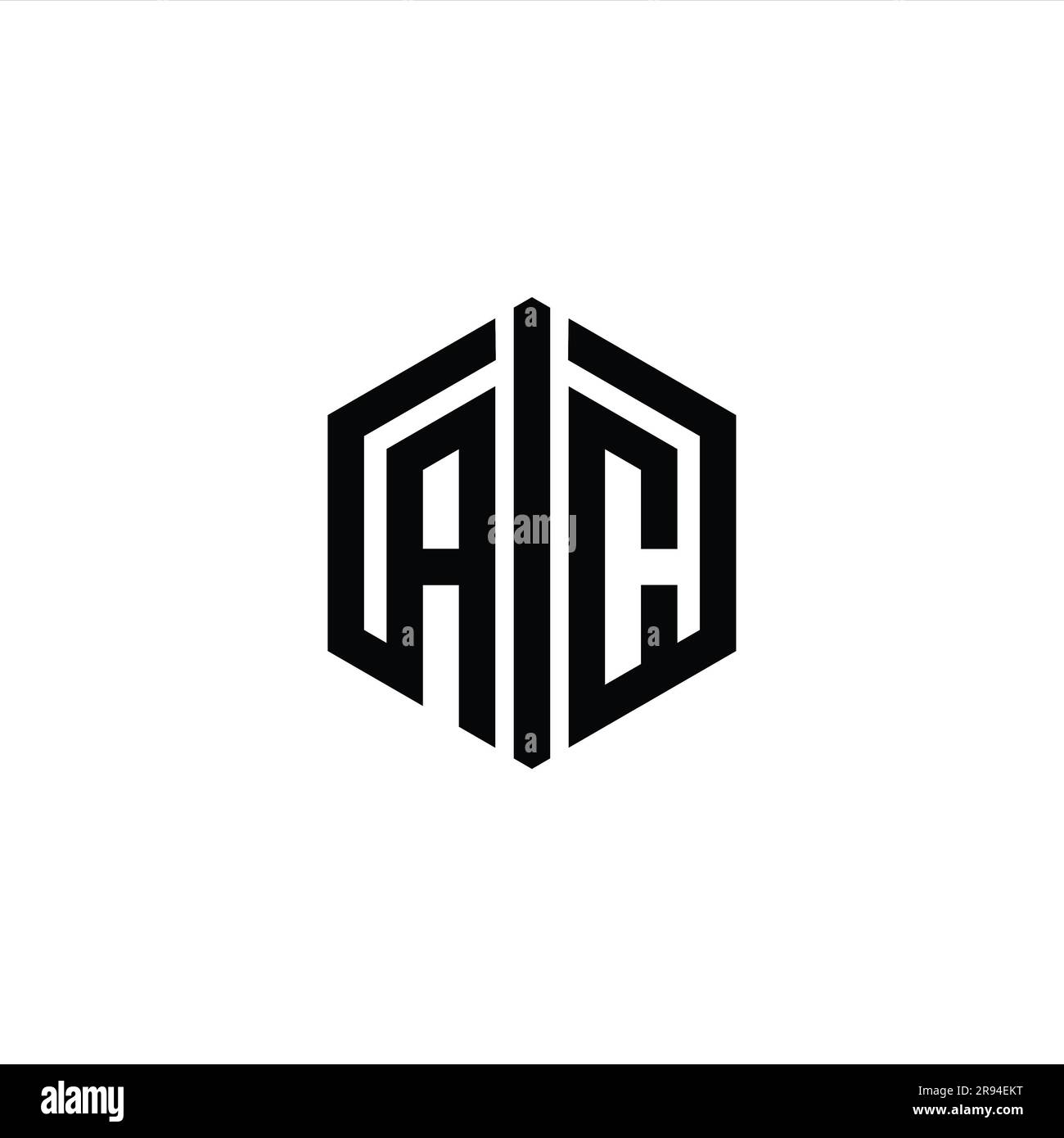 AC Letter Logo monogram hexagon shape with connect outline style design ...